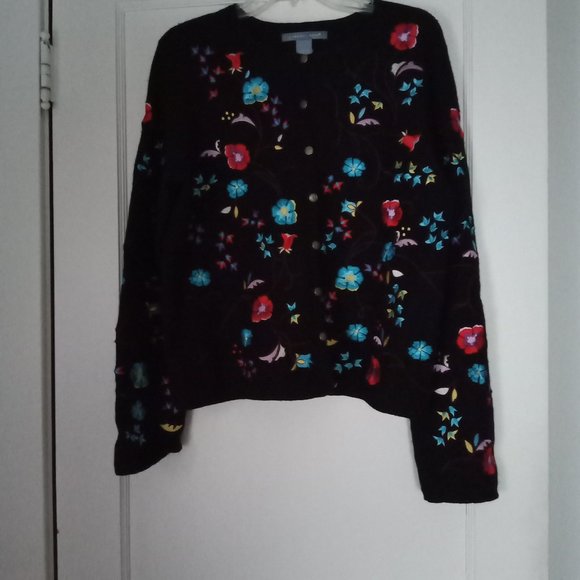 Carroll Reed | Sweaters | Carroll Reed Designer Floral Embroidered Wool ...